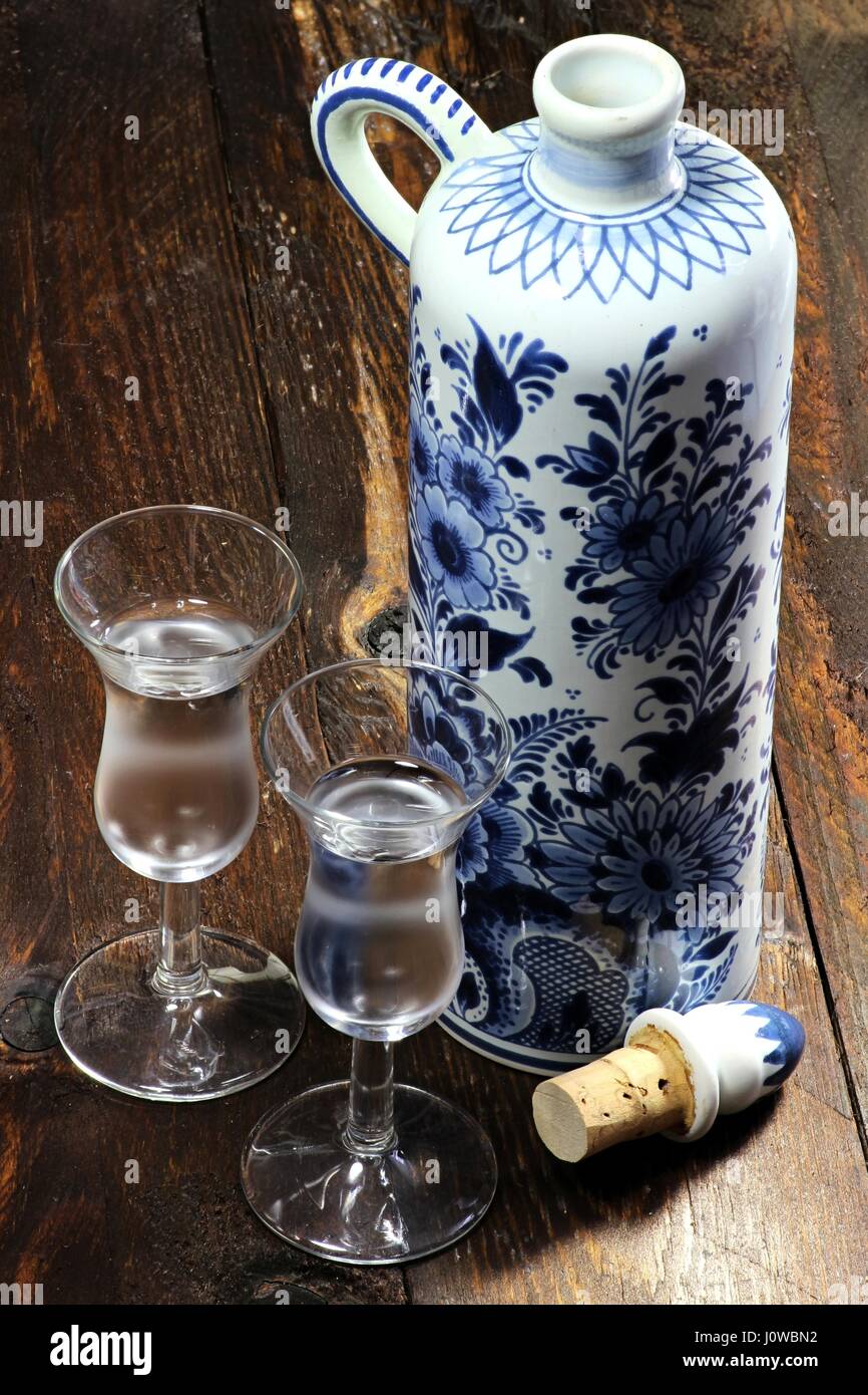 Dutch Genever traditionally served in tulip-shaped glasses Stock Photo ...