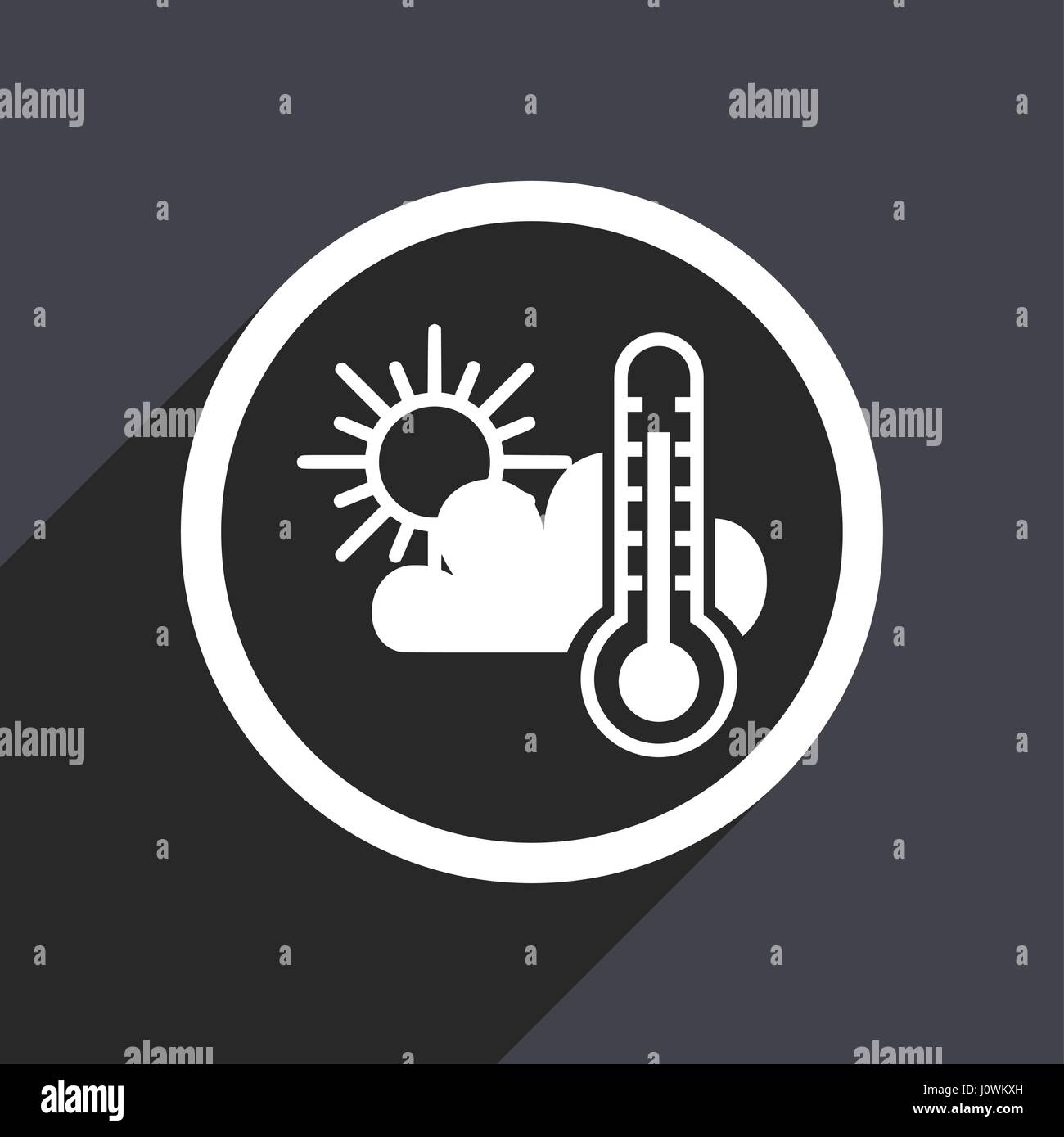 Weather forecast flat design white vector web icon on gray background ...