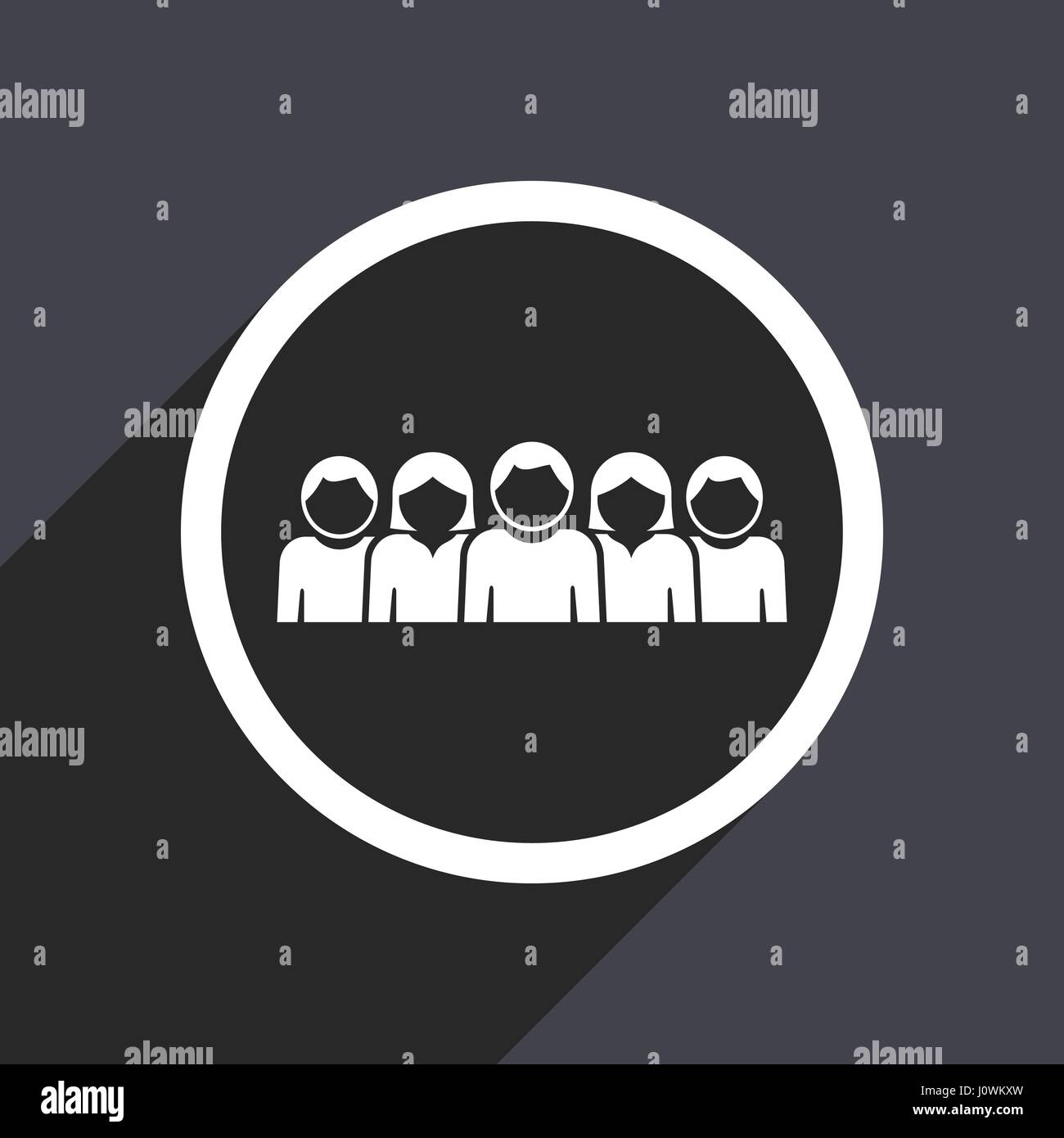 People flat design white vector web icon on gray background with shadow ...