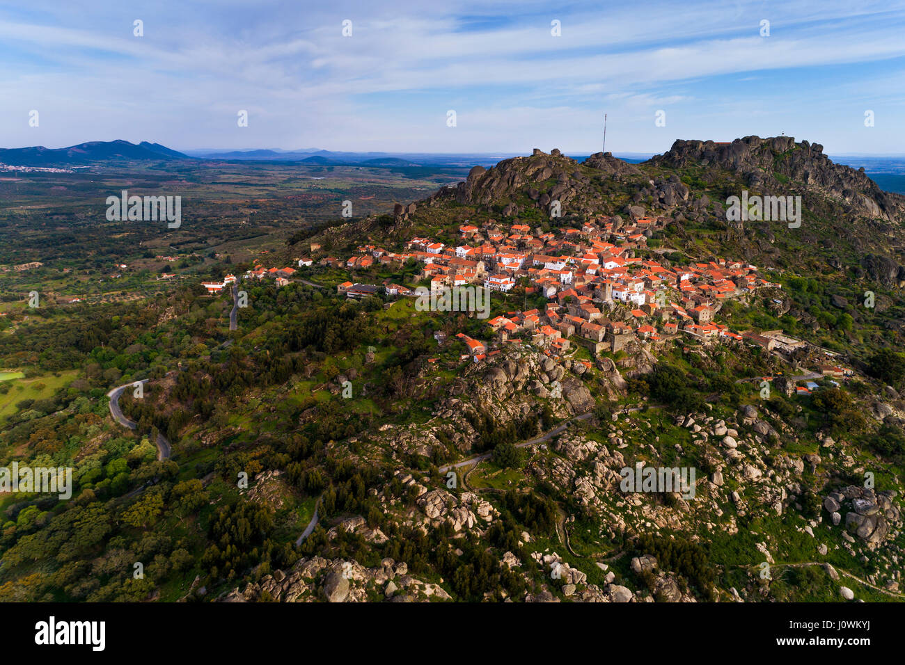 Aerial view of the Monsanto Village in Portugal; Concept for travel in ...