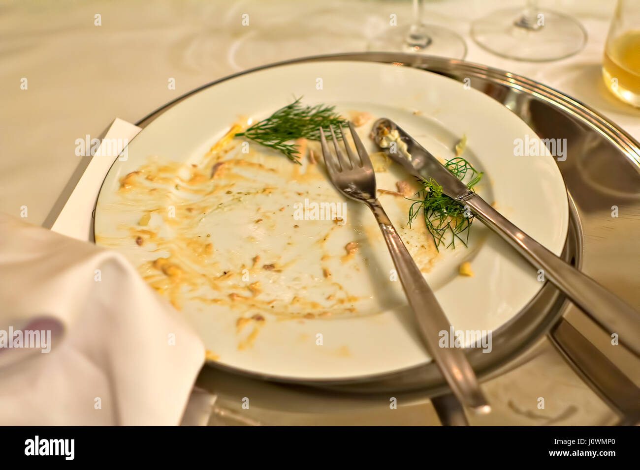 Empty plate left on the restaurant table Stock Photo - Alamy