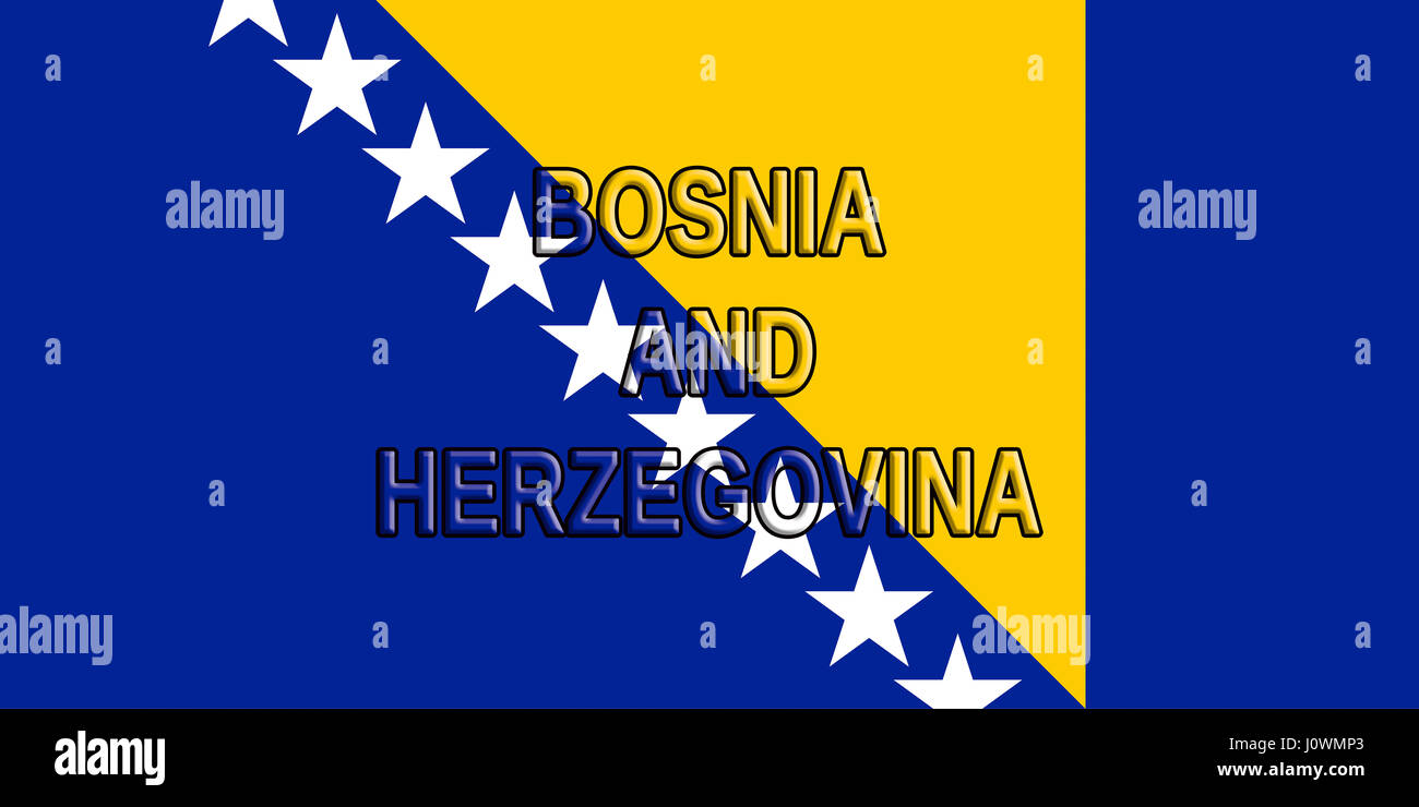 Illustration of the flag of Bosnia and Herzegovina with the country ...