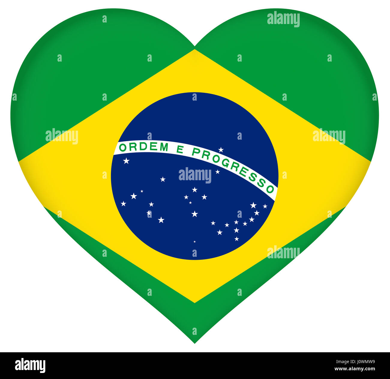 Illustration of the flag of Brazil shaped like a heart Stock Photo - Alamy