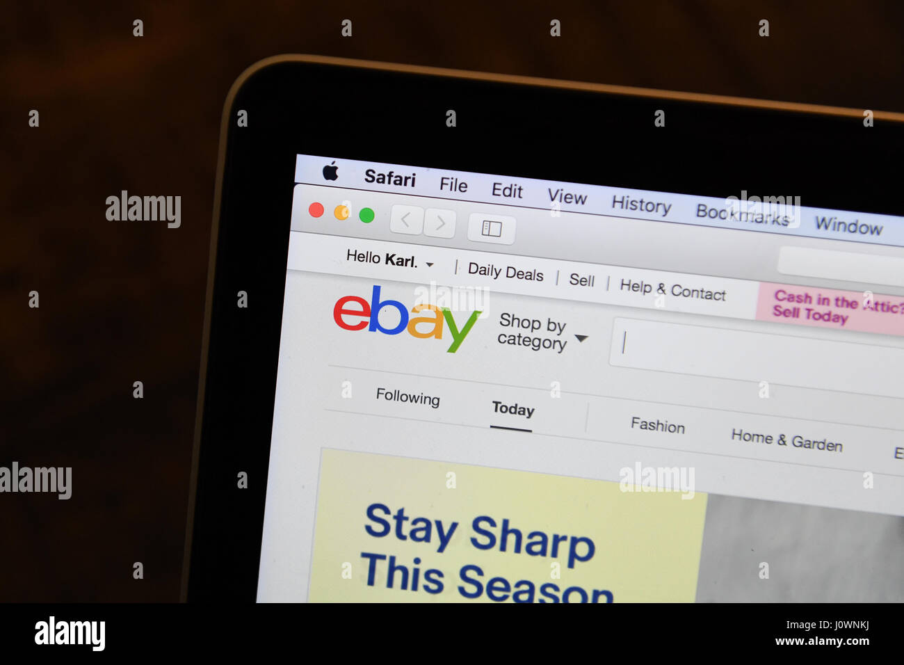 A safari browser opened with Ebay loaded on it. Mac computer with eBay ...