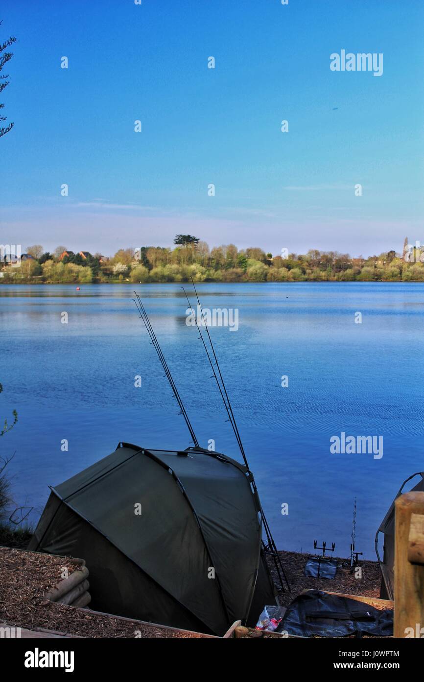 Fishing rod lake tent hi-res stock photography and images - Alamy