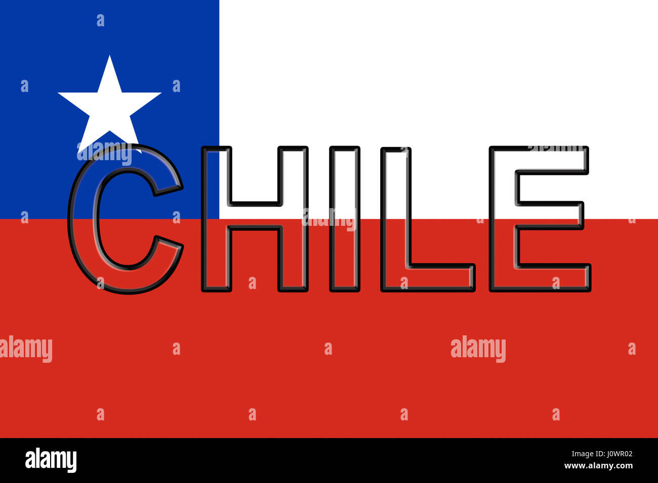 Illustration of the flag of Chile with the country written on the flag ...