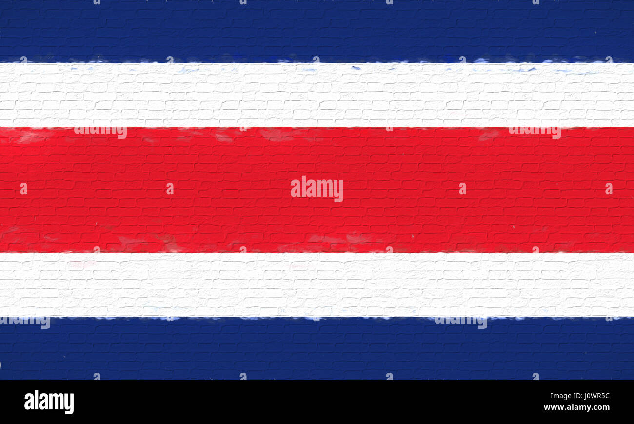 Illustration of the flag of Costa Rica looking like it is painted onto ...