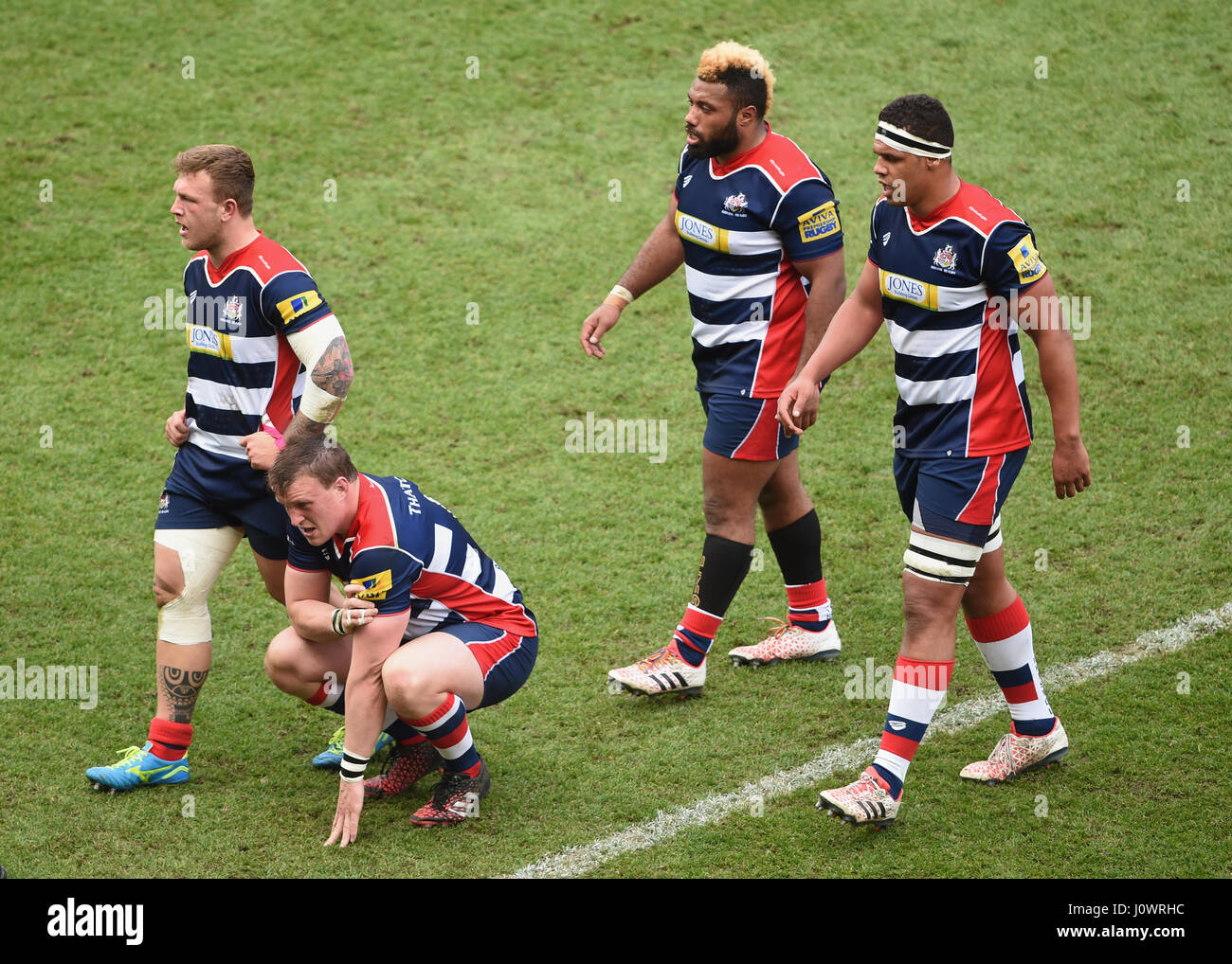 Bristol's (left to right) Max Crumpton, Jack O'Connell, Jamal Ford ...