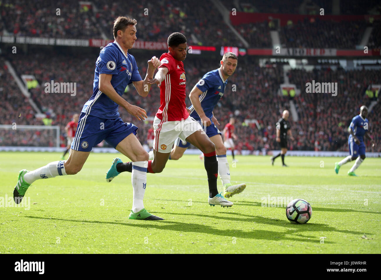 Chelsea's Nemanja Matic (left) and Manchester United's Marcus Rashford ...