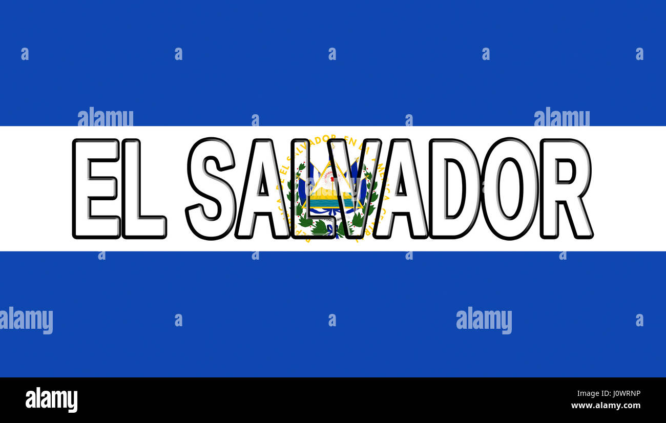 Illustration of the flag of El Salvador with the country written on the ...