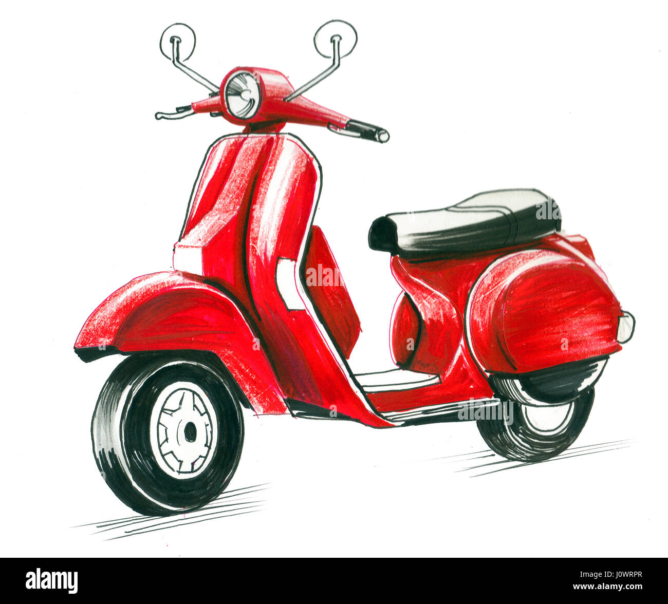 Vintage red scooter Cut Out Stock Images & Pictures - Alamy