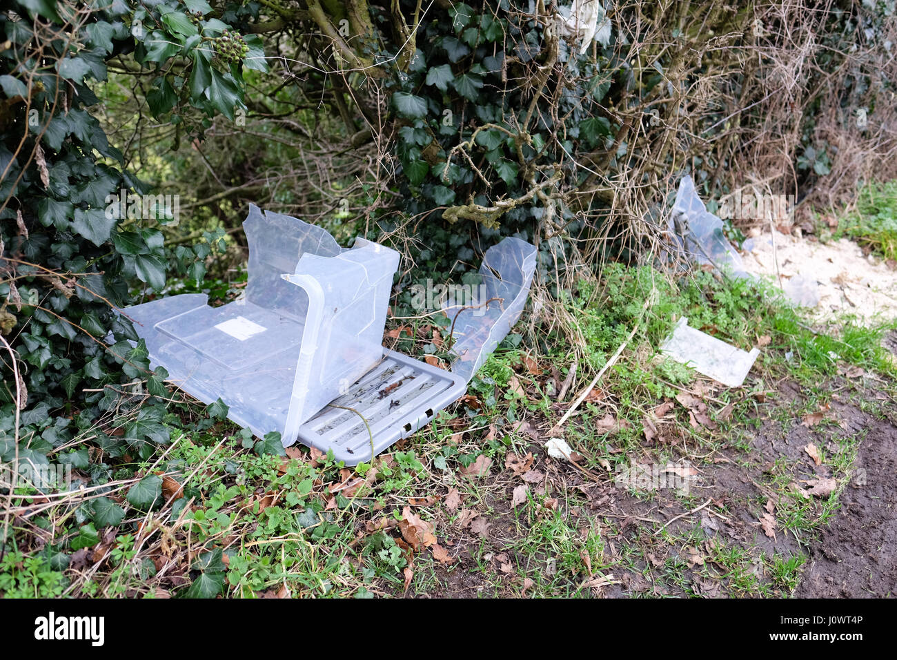 plastic box smashed and dumped Stock Photo - Alamy