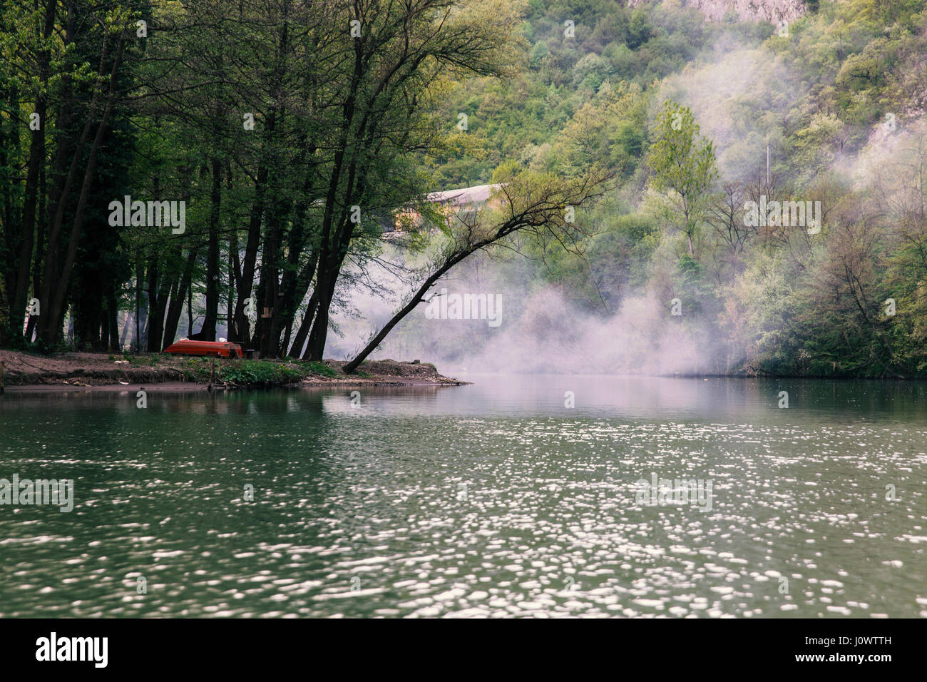 smoke on the water, lake landscape Stock Photo - Alamy