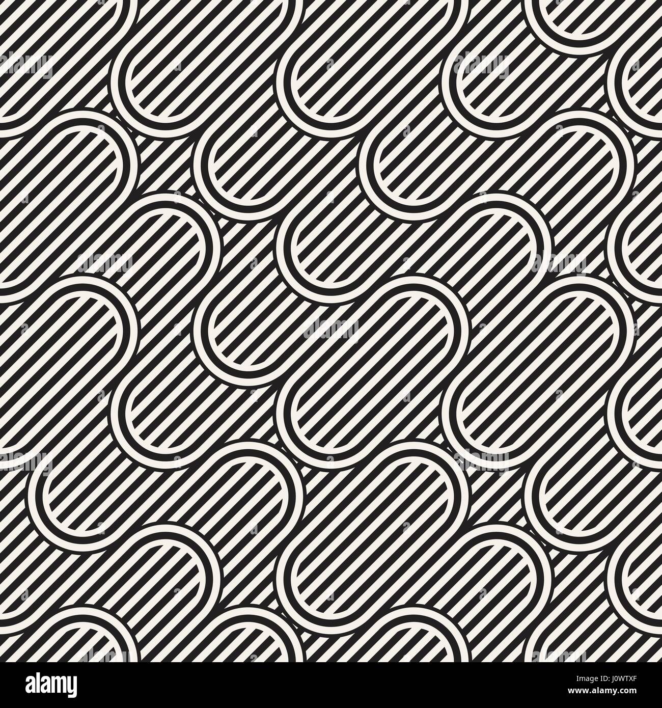 Seamless monochrome waving pattern. Abstract retro stripy background ...