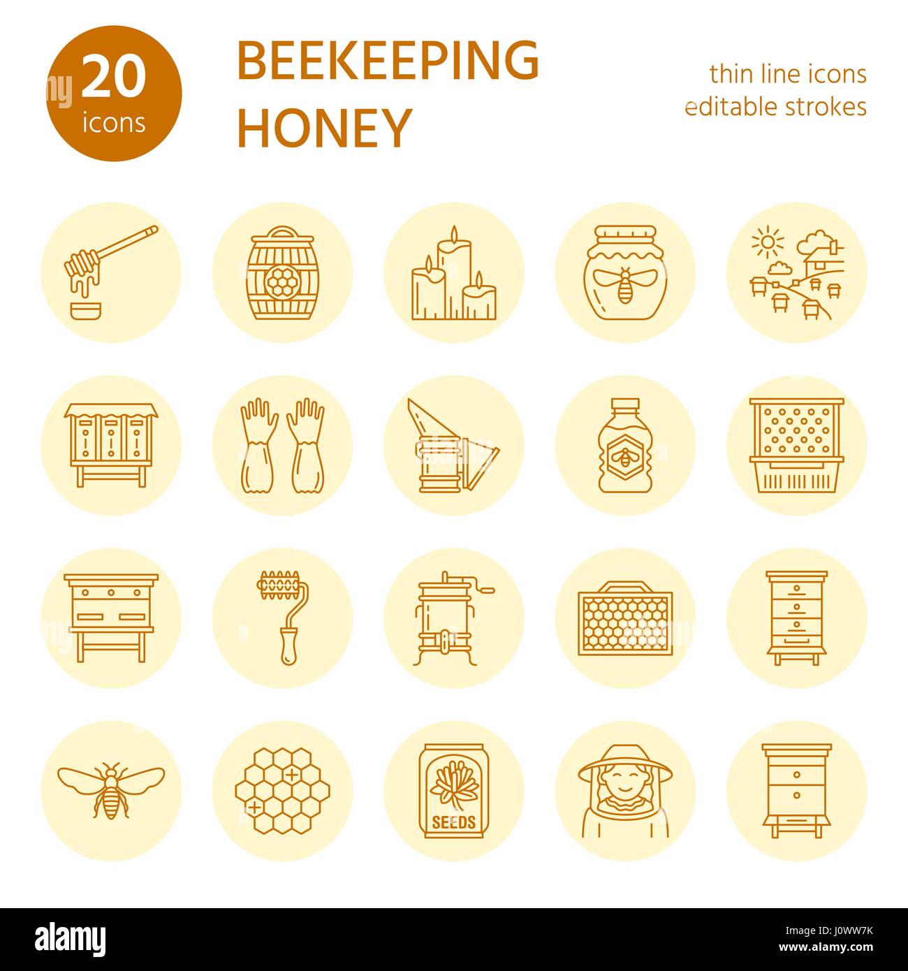 Beekeeping icons Stock Vector Images - Alamy