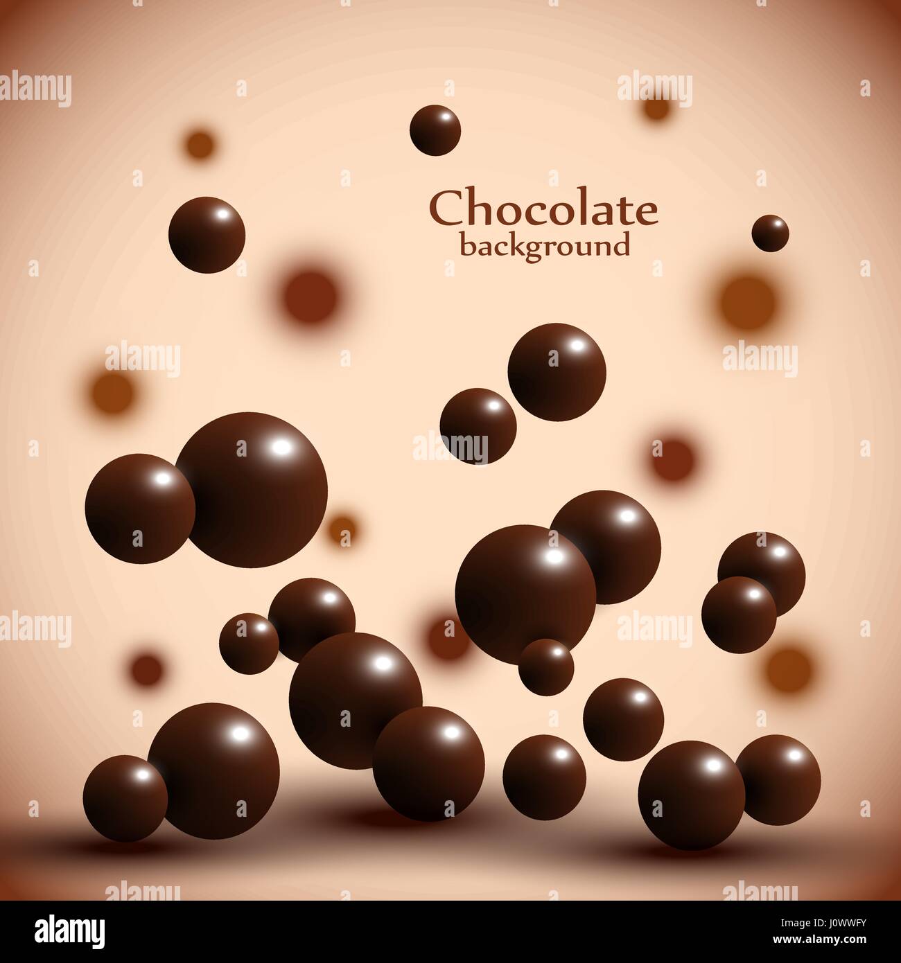 Dark chocolate balls on abstract background. Vector illustration Stock ...