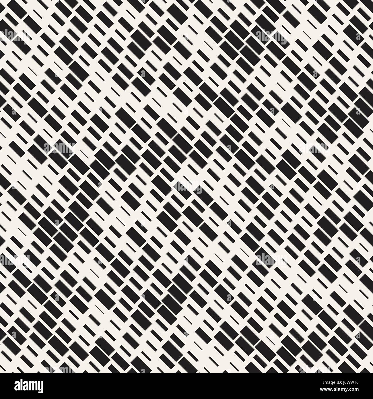 Vector Seamless Black And White Irregular Dash Rectangles Grid Pattern Trendy Monochrome