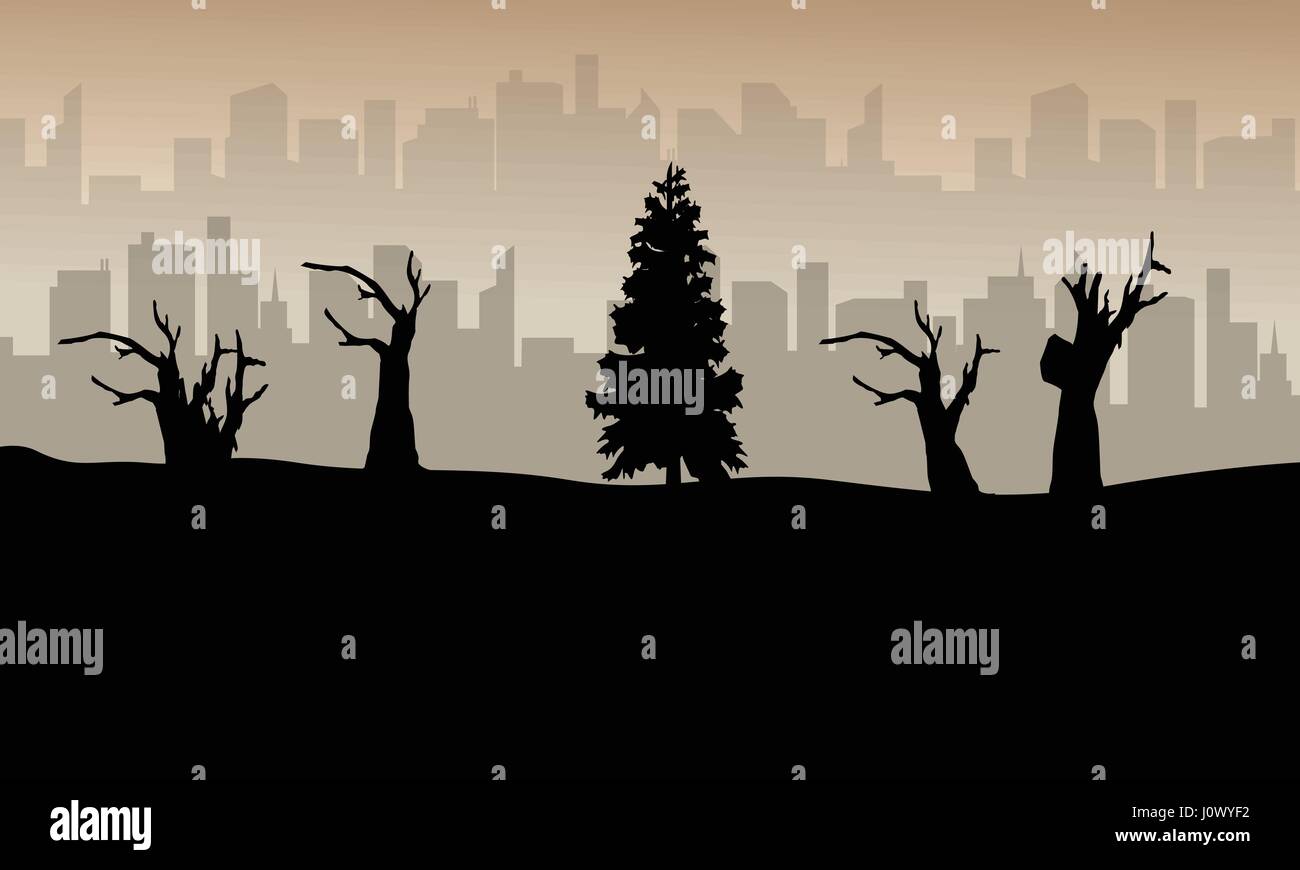 Bad environment landscape background silhouette Stock Vector Image ...