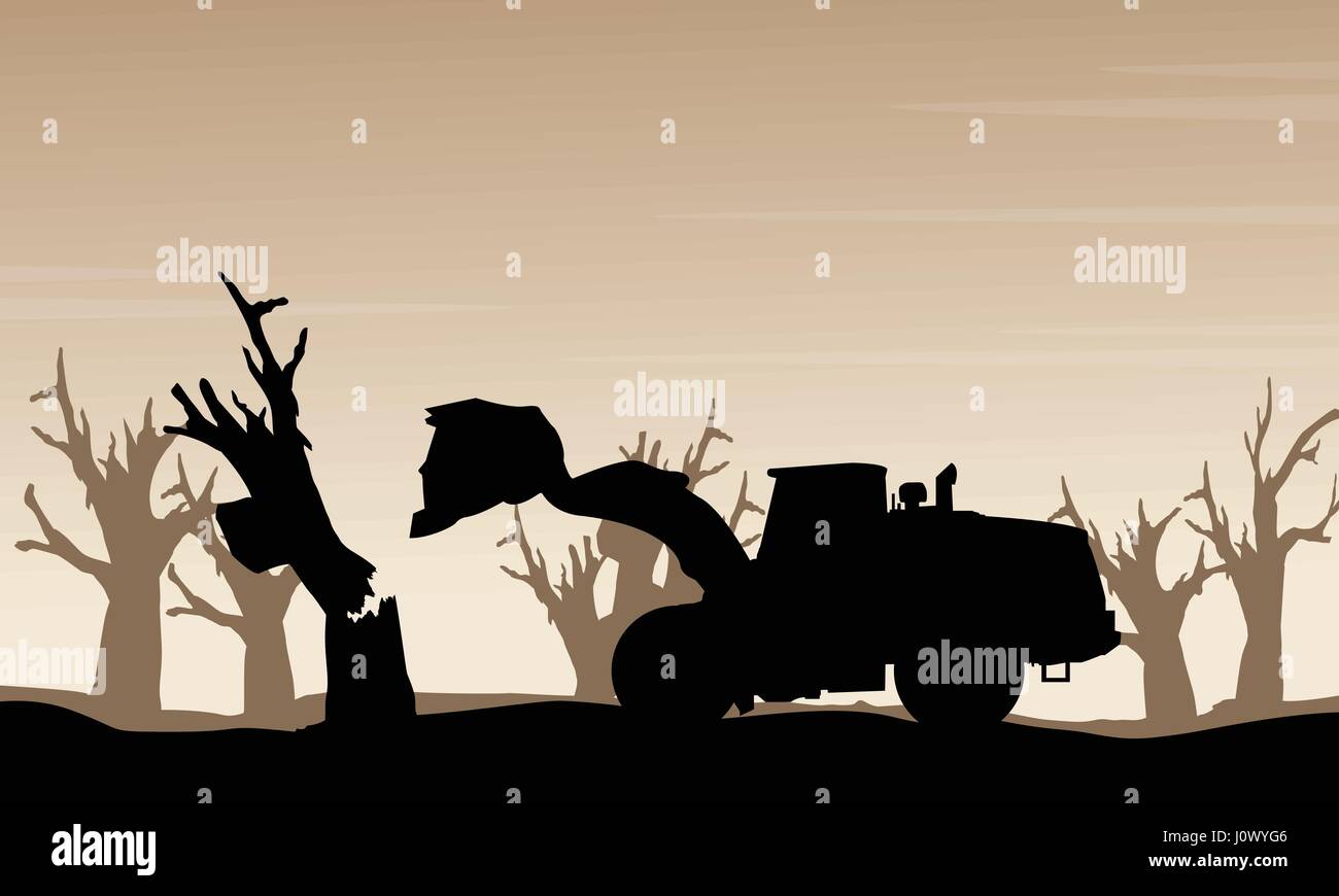 damaged forest bad environment scenery silhouette Stock Vector Image ...