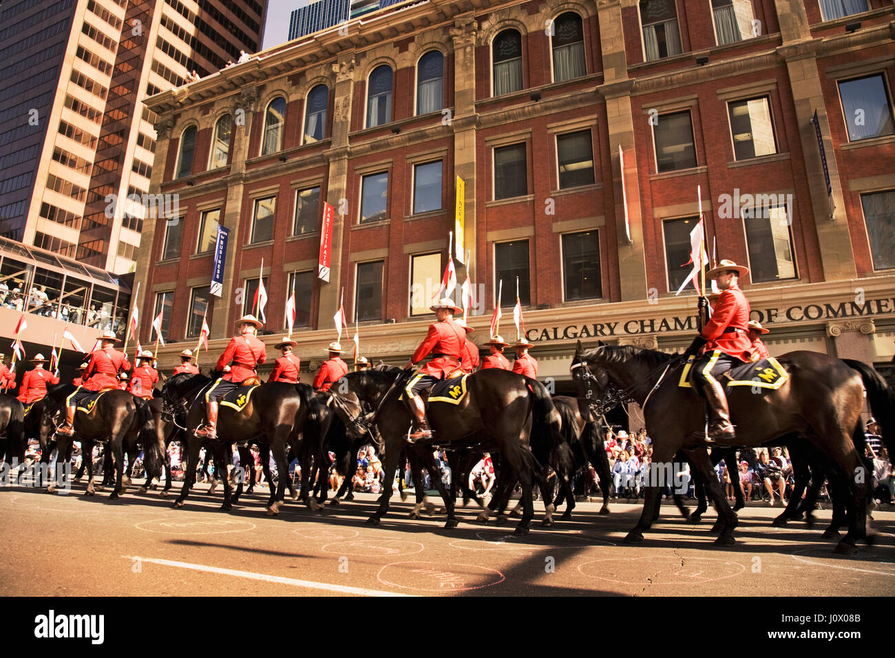 RCMP marching at Calgary Stampede parade. Calgary, Alberta Canada Stock ...