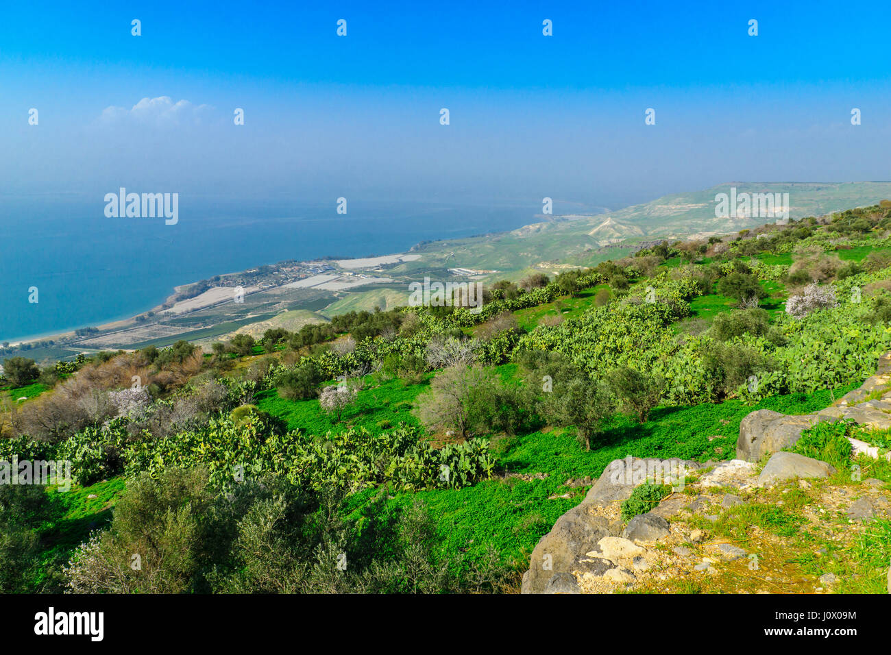 View of the northern part of the Sea of Galilee, from the east ...