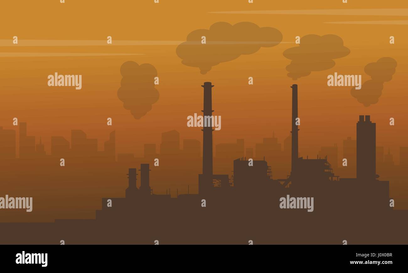 Fog on city with pollution industry Stock Vector Image & Art - Alamy