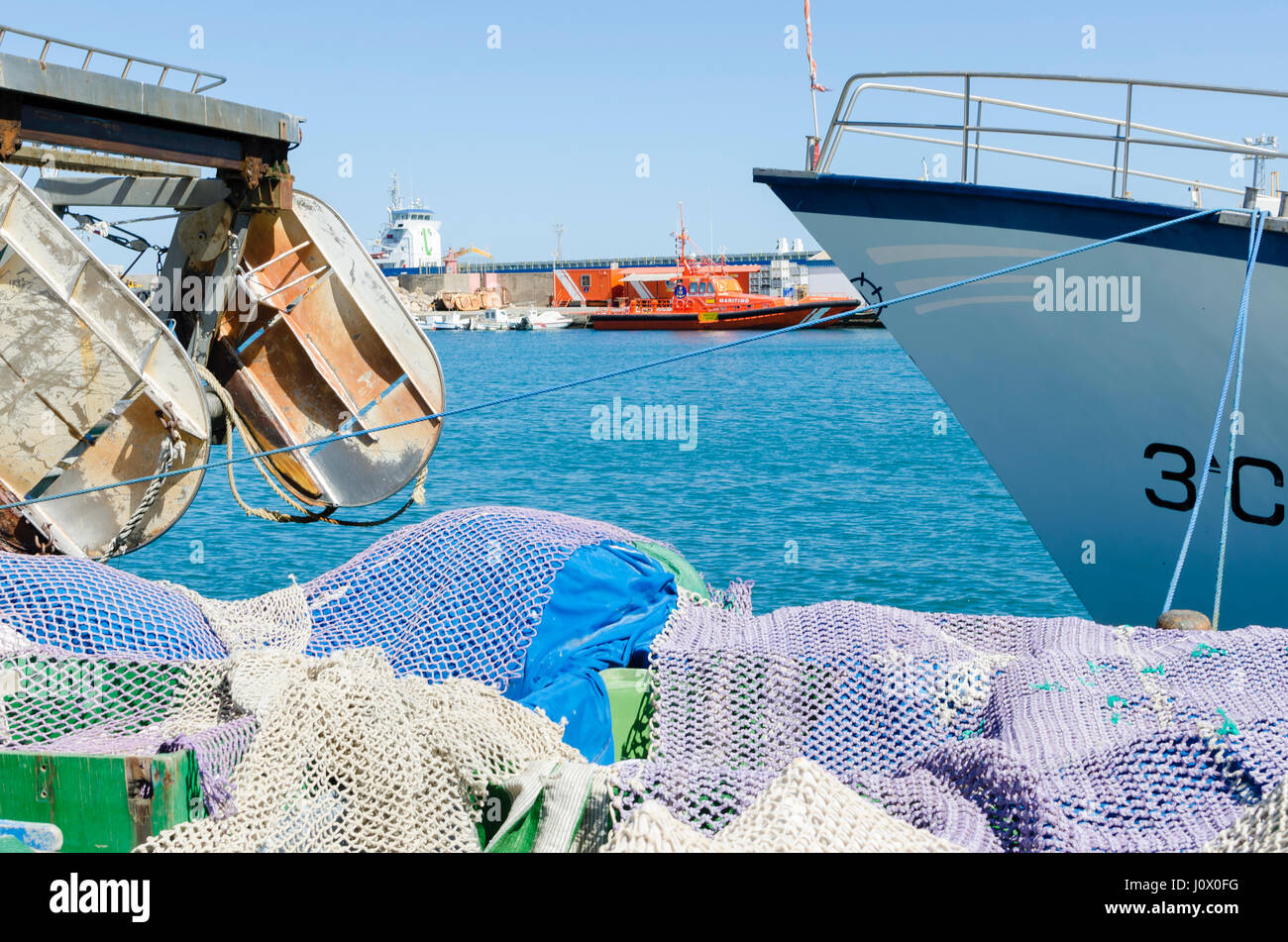 A net view in Garrucha port, Almería province, Spain Stock Photo - Alamy