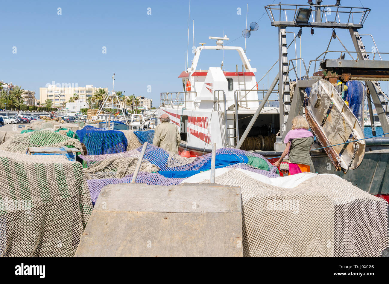 A net view in Garrucha port, Almería province, Spain Stock Photo - Alamy