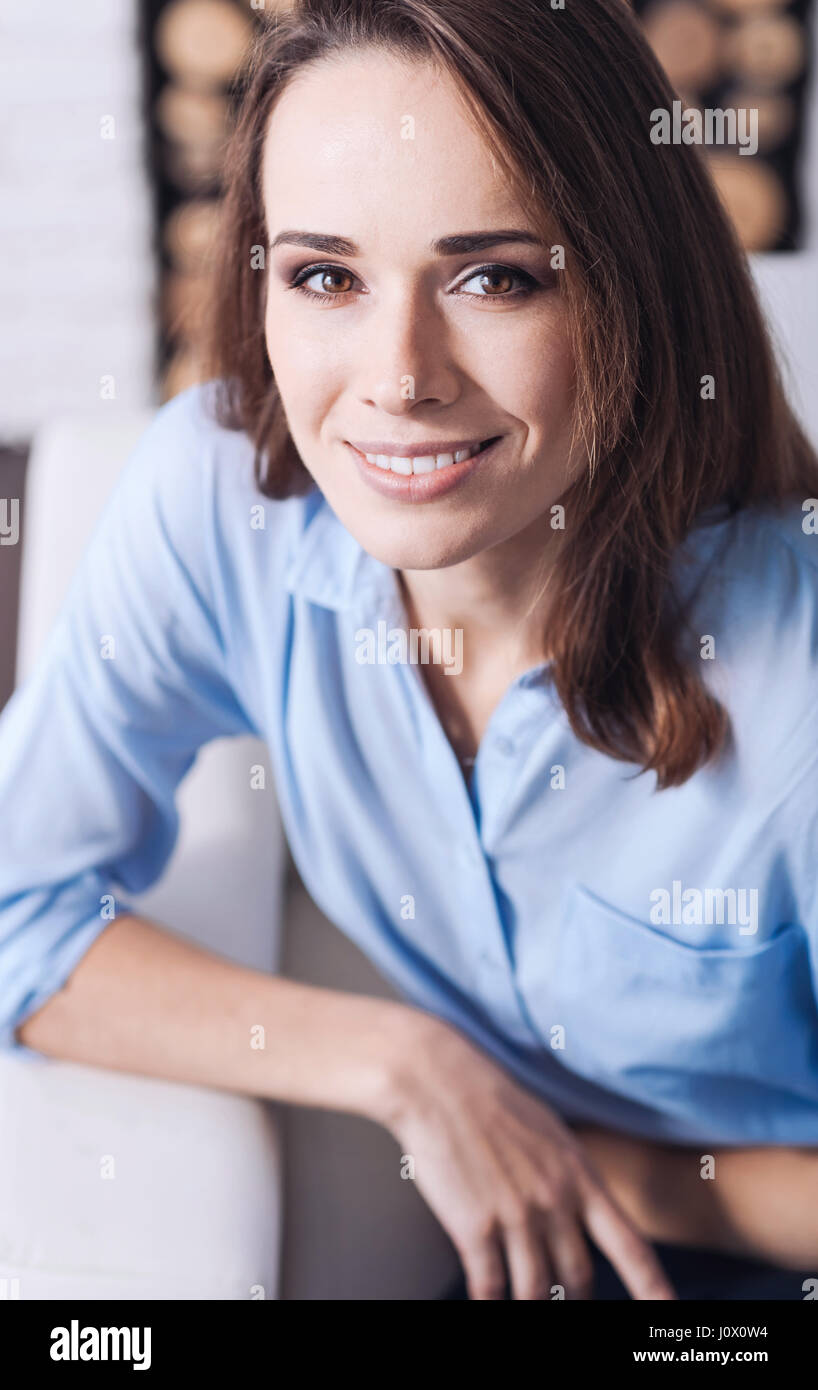 Portrait of a happy delighted woman Stock Photo - Alamy