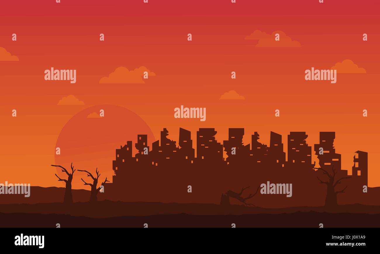 Bad environment with broken city landscape Stock Vector Image & Art - Alamy