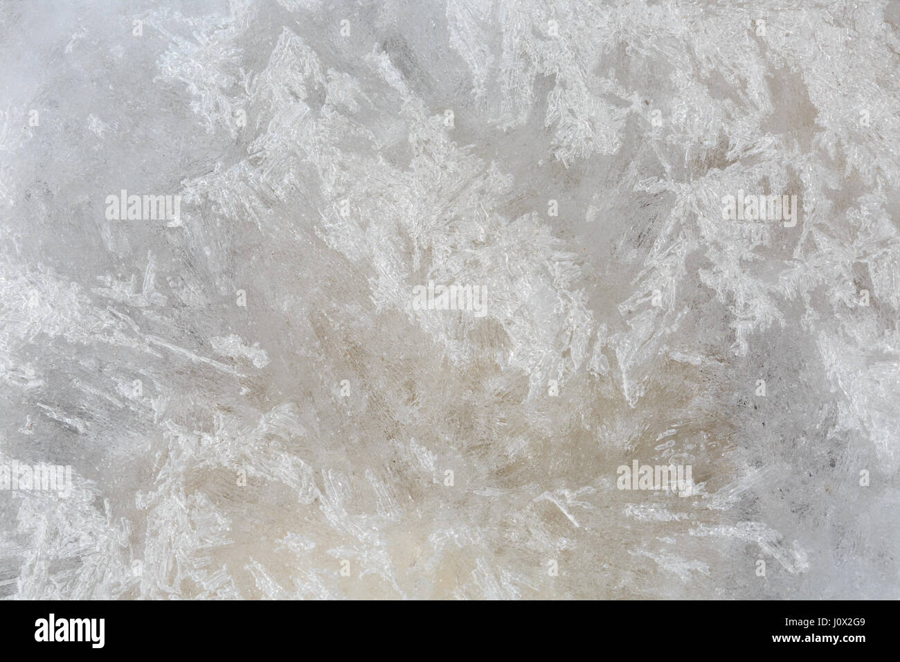 Ice lines the stream flowing Stock Photo - Alamy