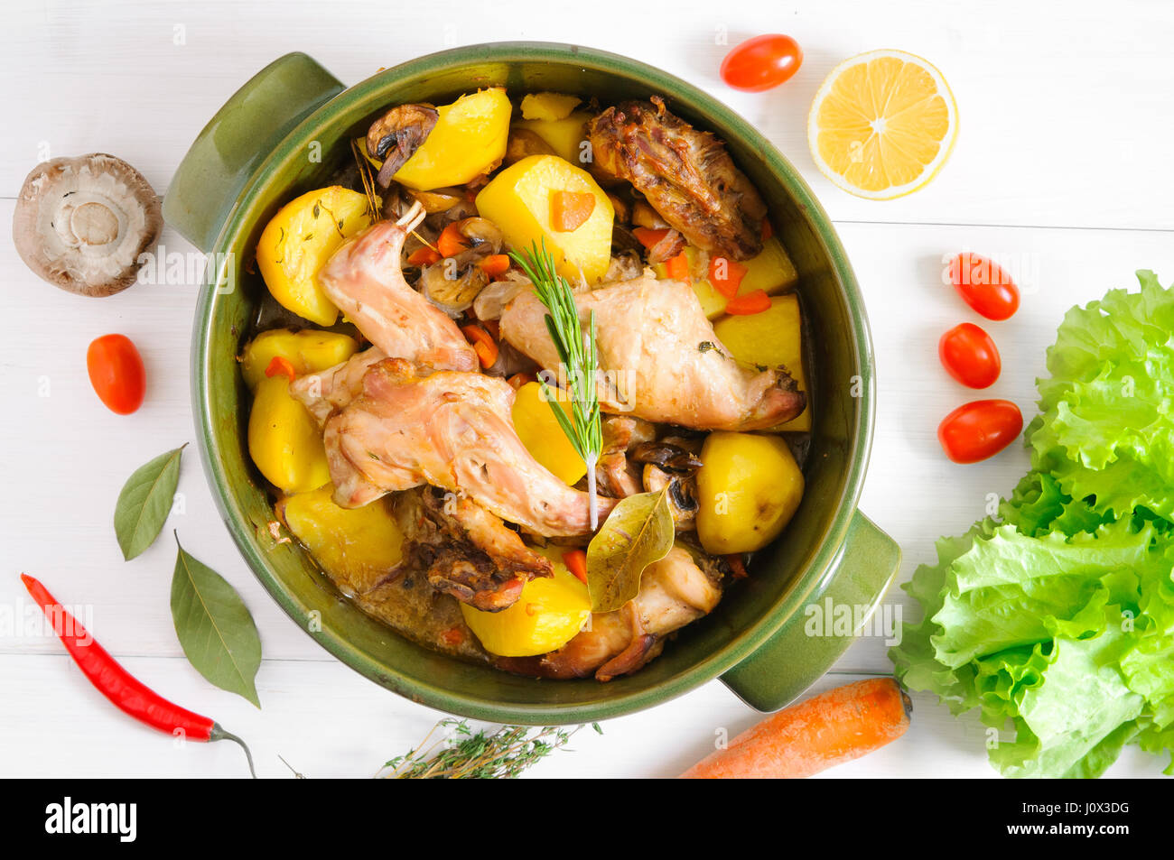 Rabbit on rosemary and garlic hi-res stock photography and images - Alamy