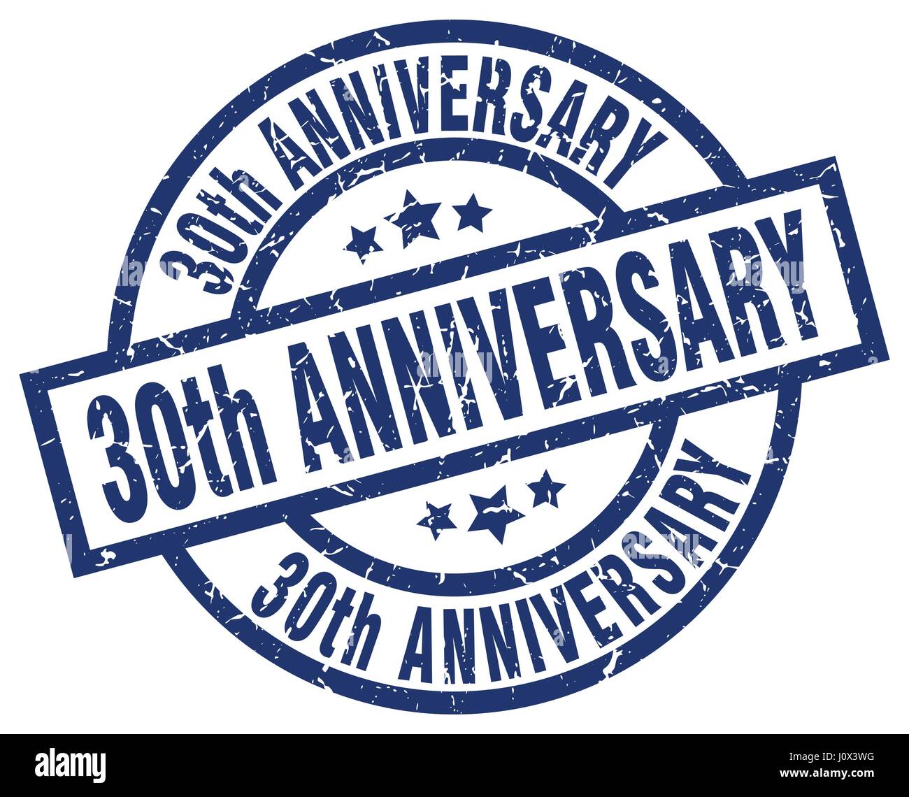 30th anniversary blue round grunge stamp Stock Vector Image & Art - Alamy