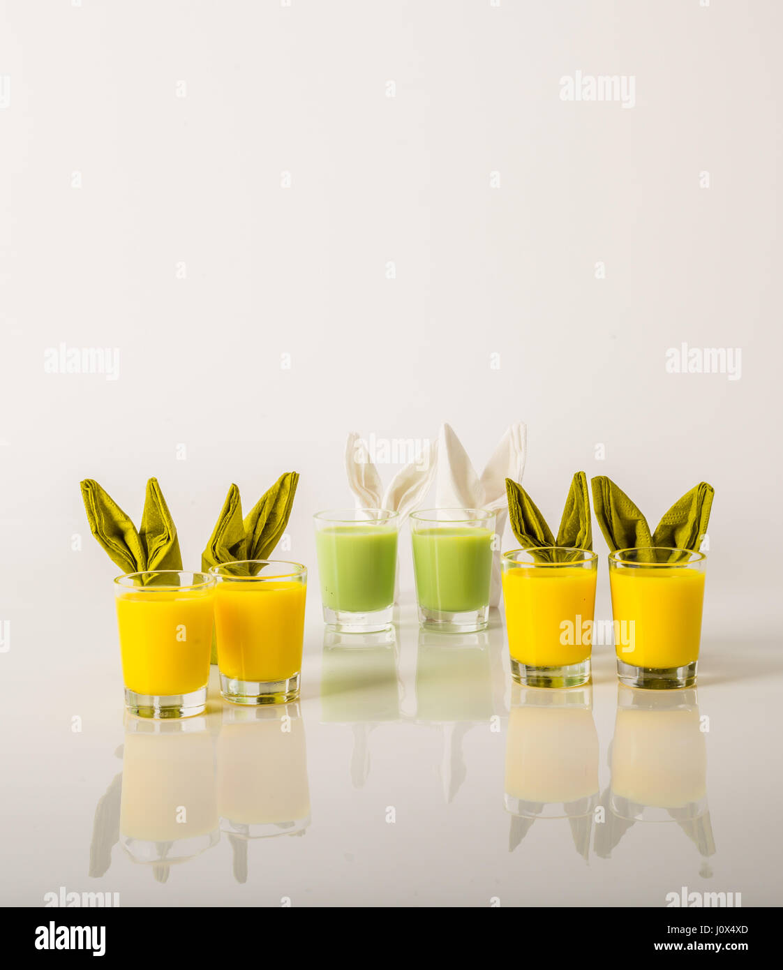 Colorful drinks based on milk liqueurs, unique pastel colors of drinks ...