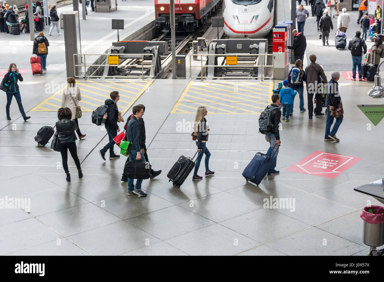 Munich, Germany - MAY 16 2016 : passengers crowded on the platform of ...