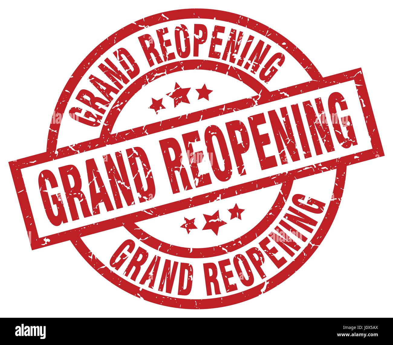 grand reopening round red grunge stamp Stock Vector Image & Art - Alamy