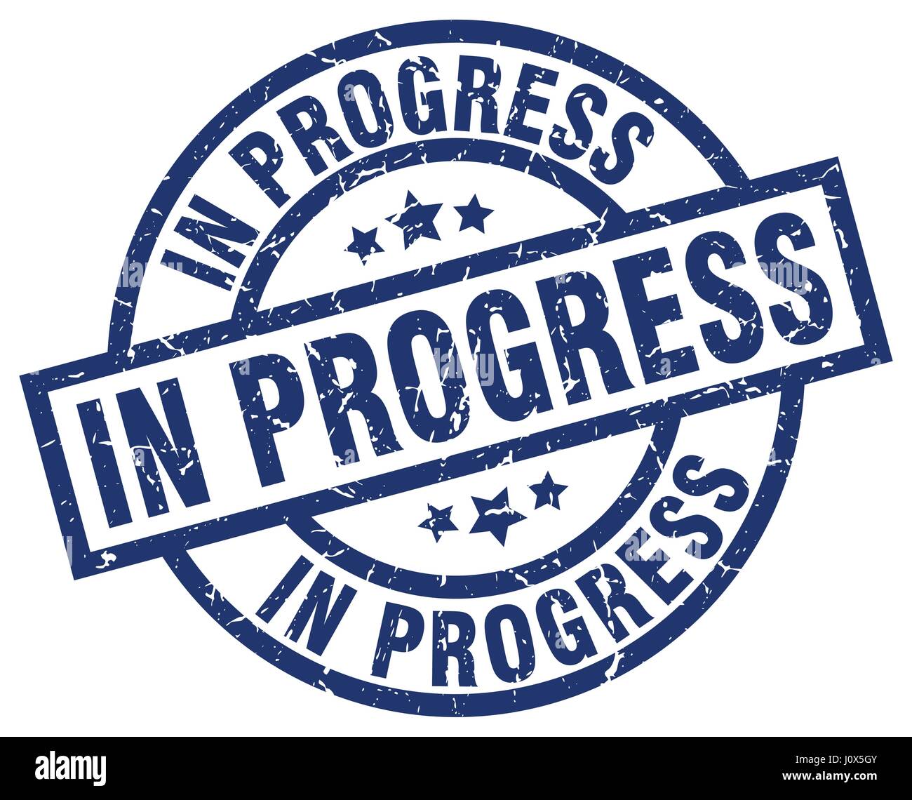 in progress blue round grunge stamp Stock Vector Image & Art - Alamy