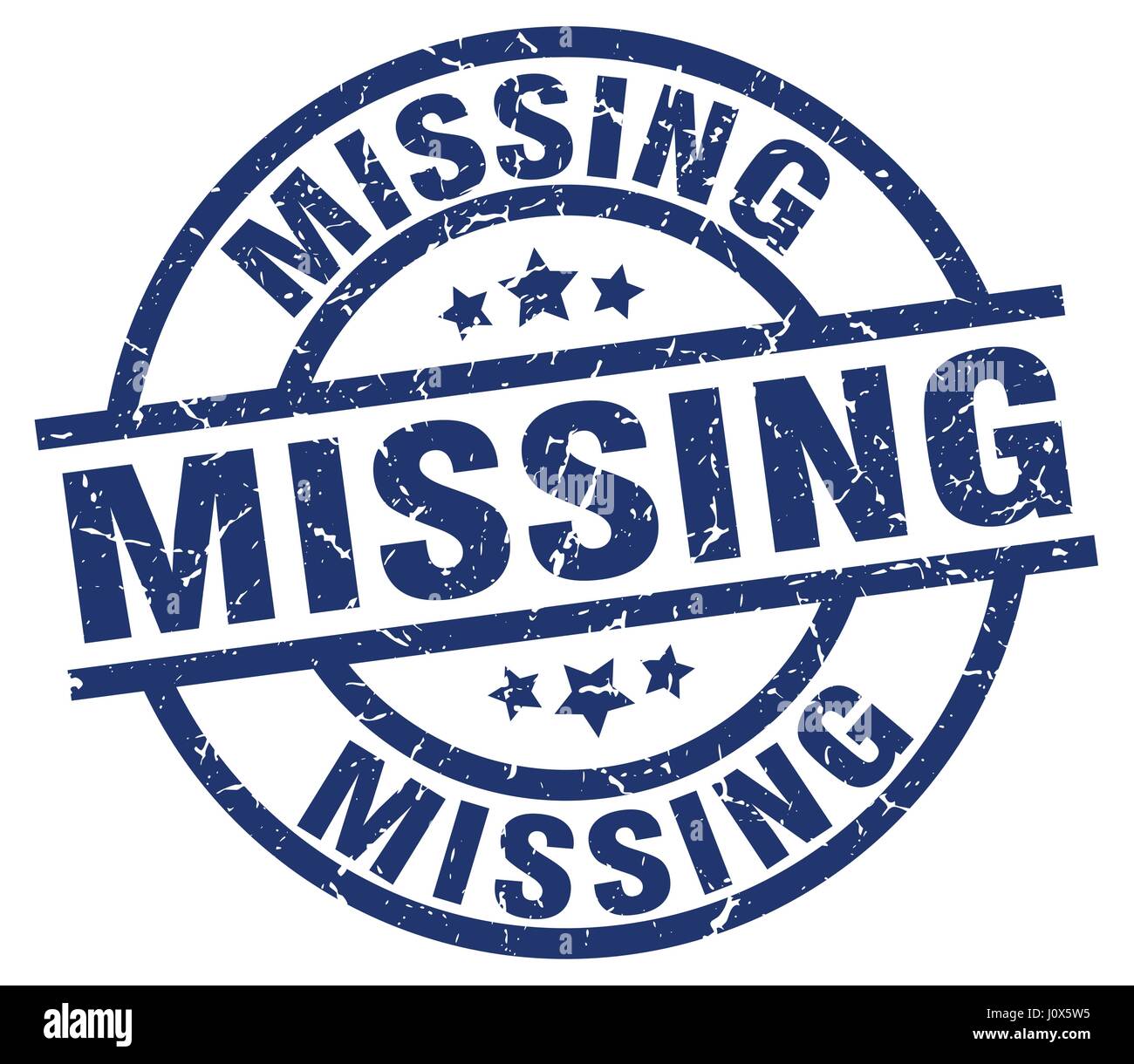 missing blue round grunge stamp Stock Vector Image & Art - Alamy