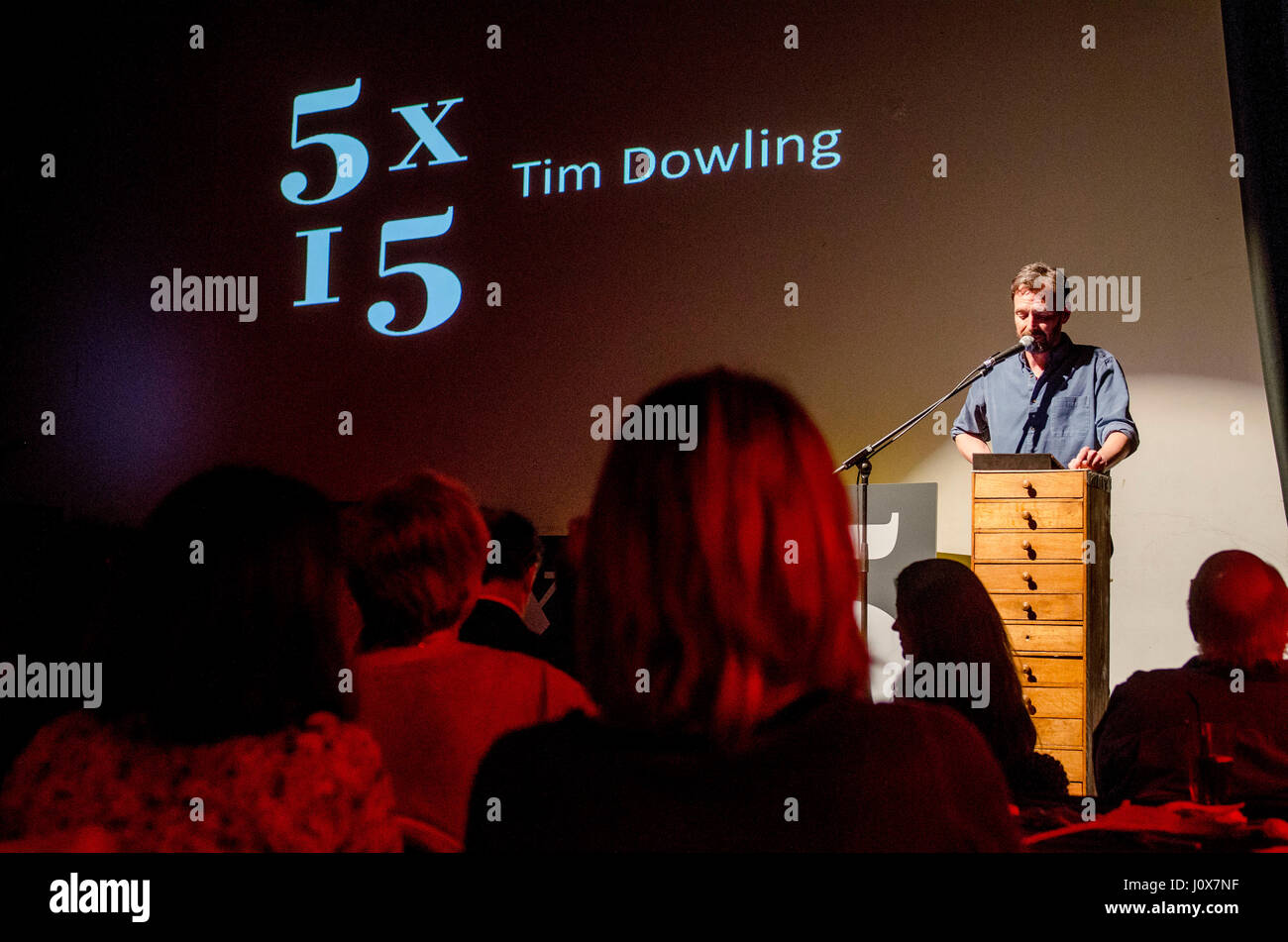 Tim Dowling, Guardian journalist and writer. Pictured at 5 x 15 event ...