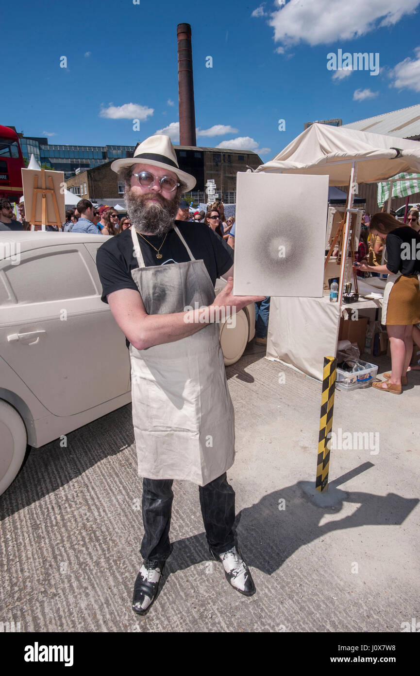 Gavin Turk. Artist & writer canvas covered Vauxhall and his art work ...