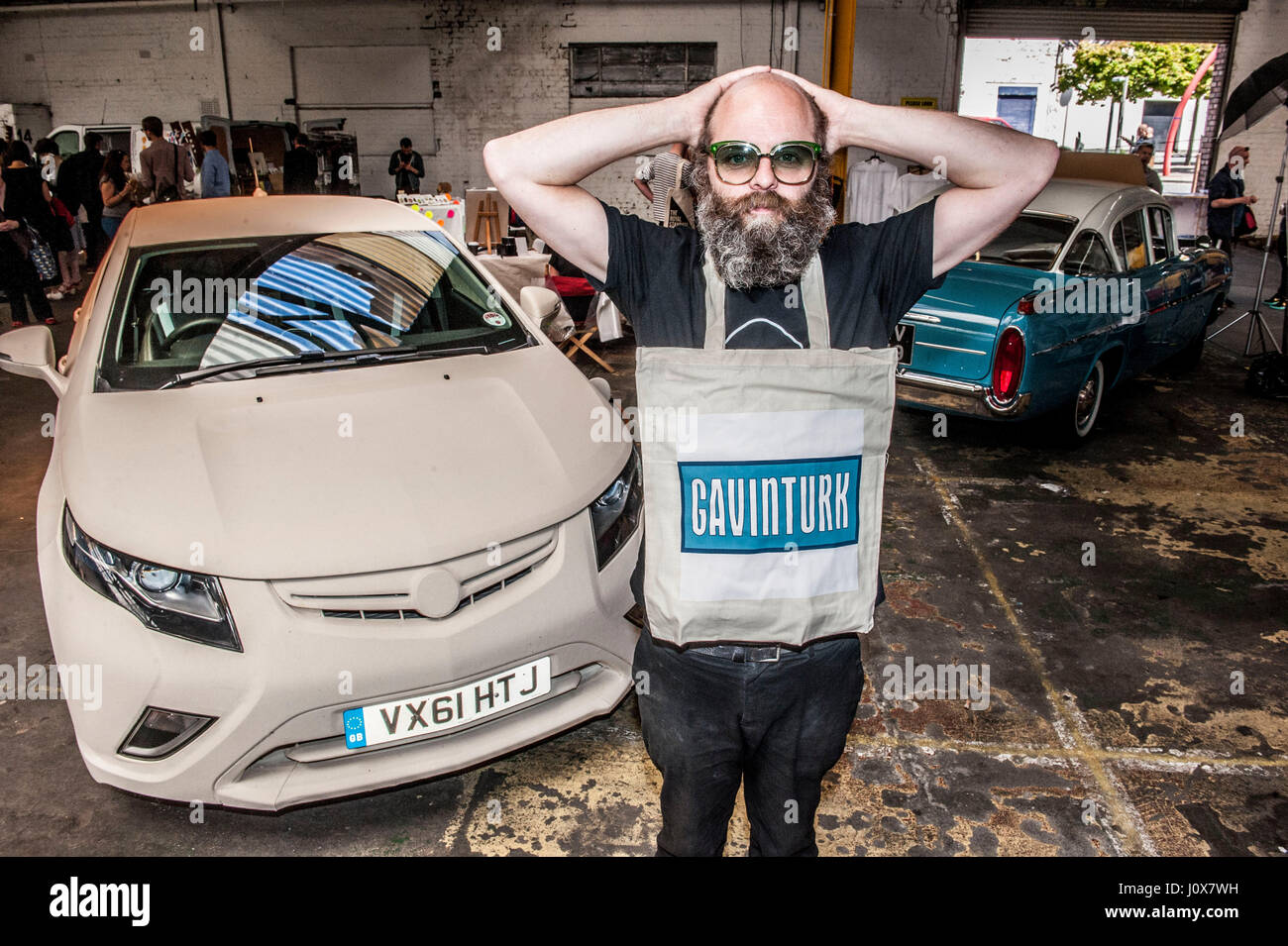 Gavin Turk. Artist & writer canvas covered Vauxhall and his art work ...