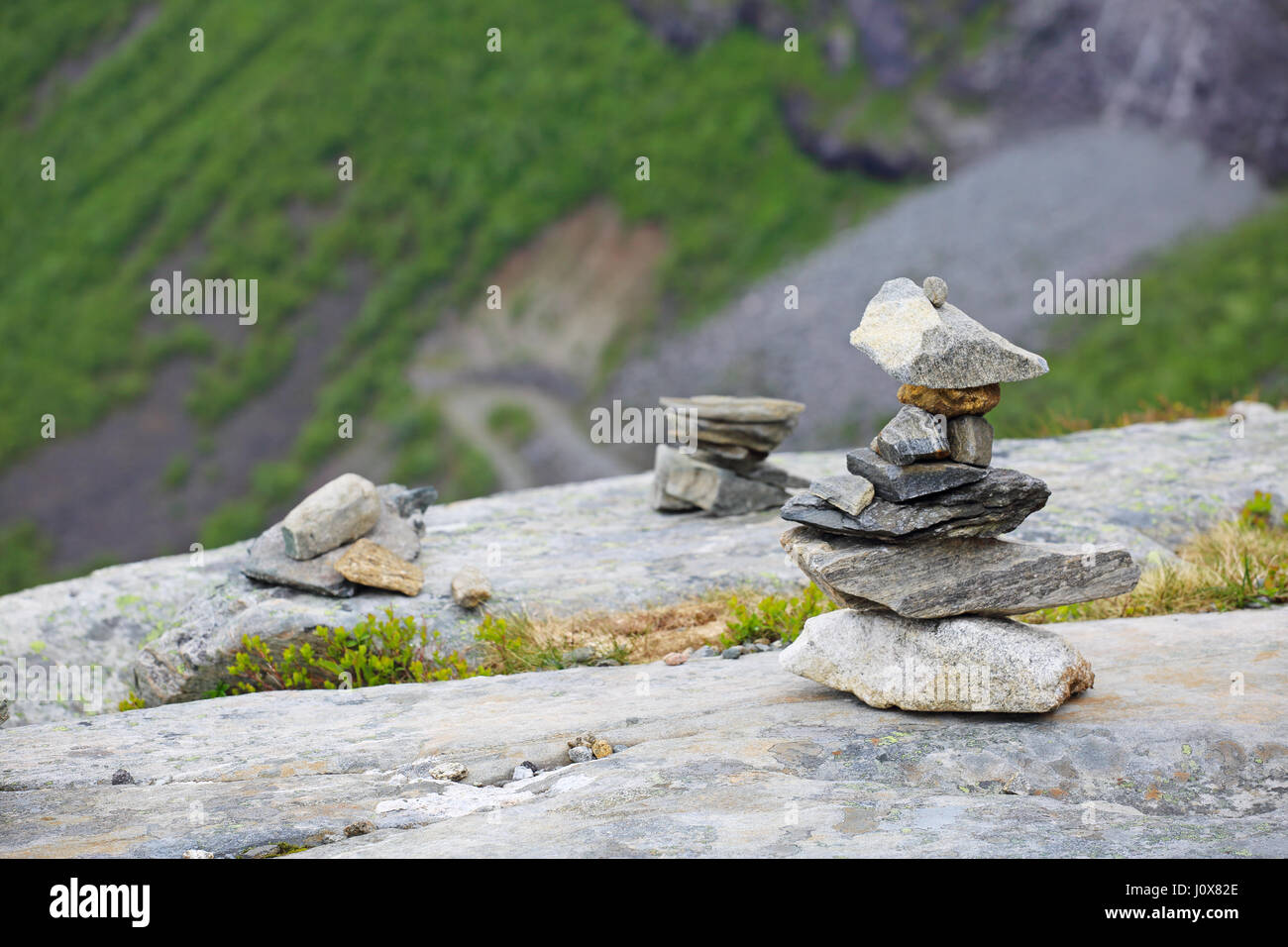 Stack Of Rocks Stones on mountain background, Norway Nature Stock Photo ...