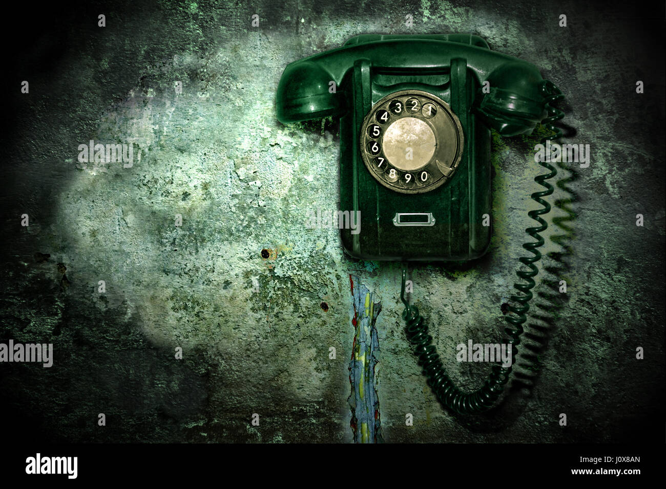 Old phone on the destroyed wall Stock Photo - Alamy