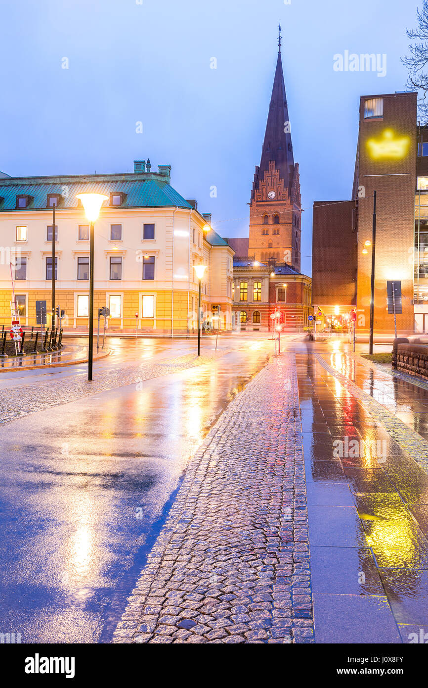 Malmo Cityscape downtown at night twilight in Sweden Stock Photo - Alamy