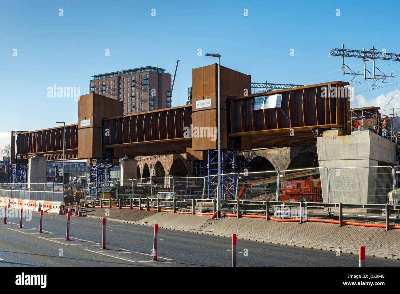 Bridges under construction over Trinity Way for the new rail link, the ...