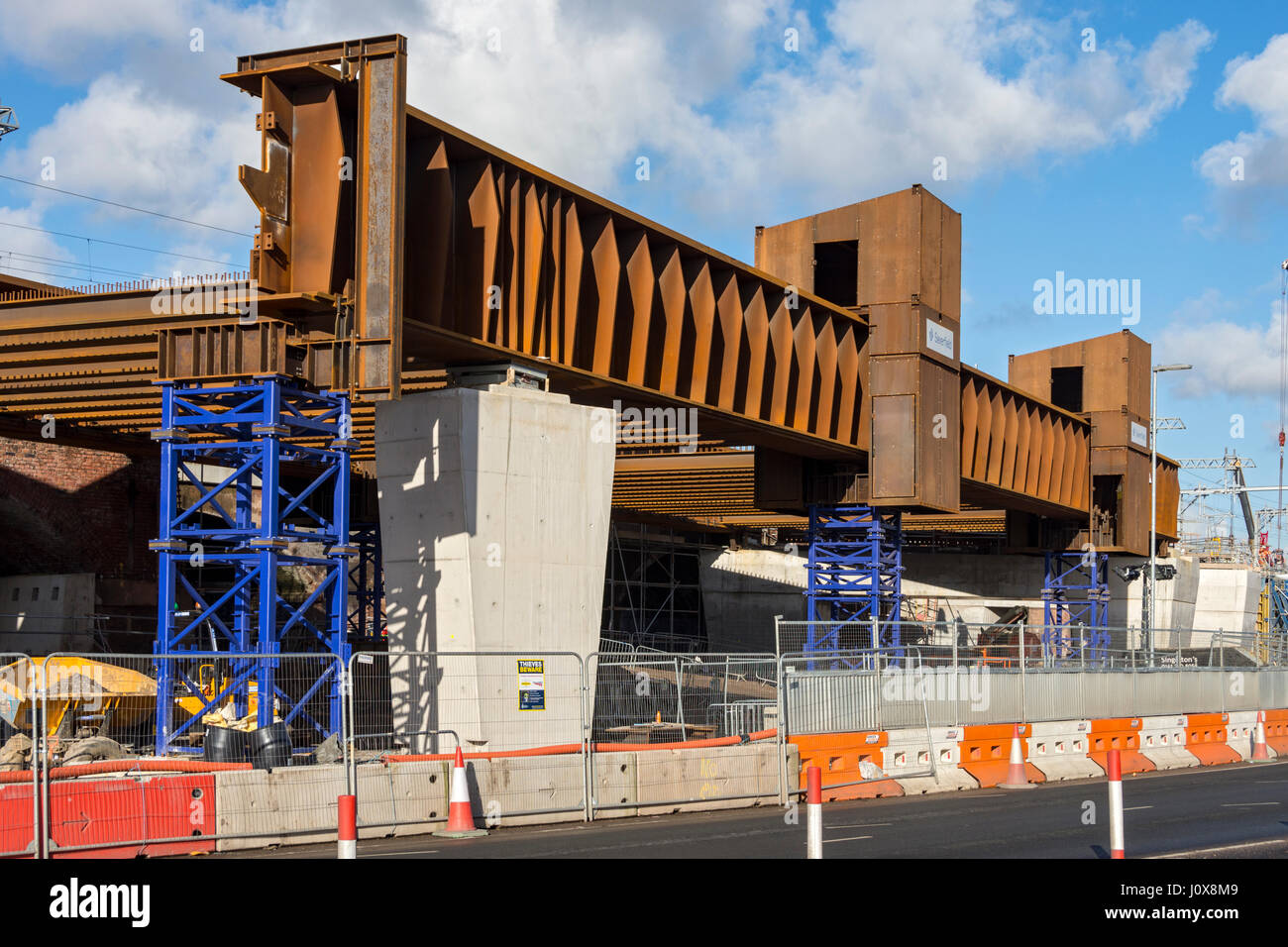 Bridges under construction over Trinity Way for the new rail link, the ...
