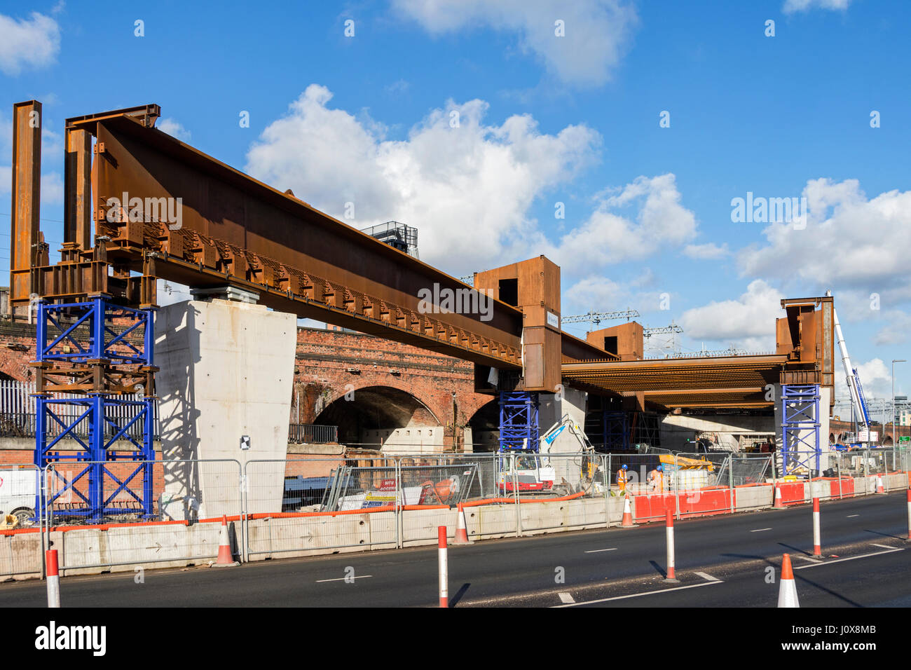 Bridges under construction over Trinity Way for the new rail link, the ...