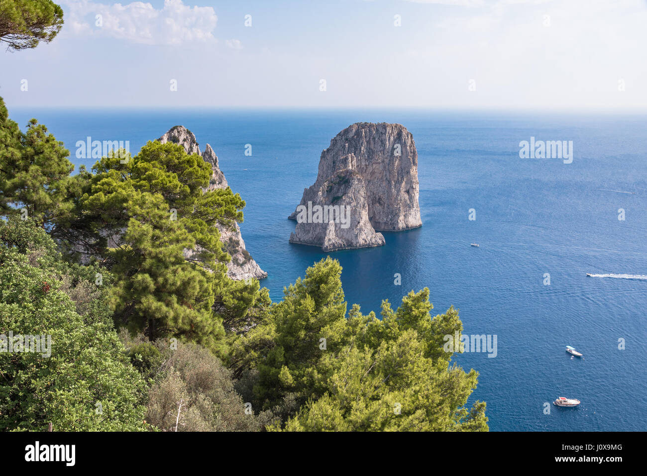 Aerial view of Faraglioni rocks at Capri Island, Campania, Italy Stock ...