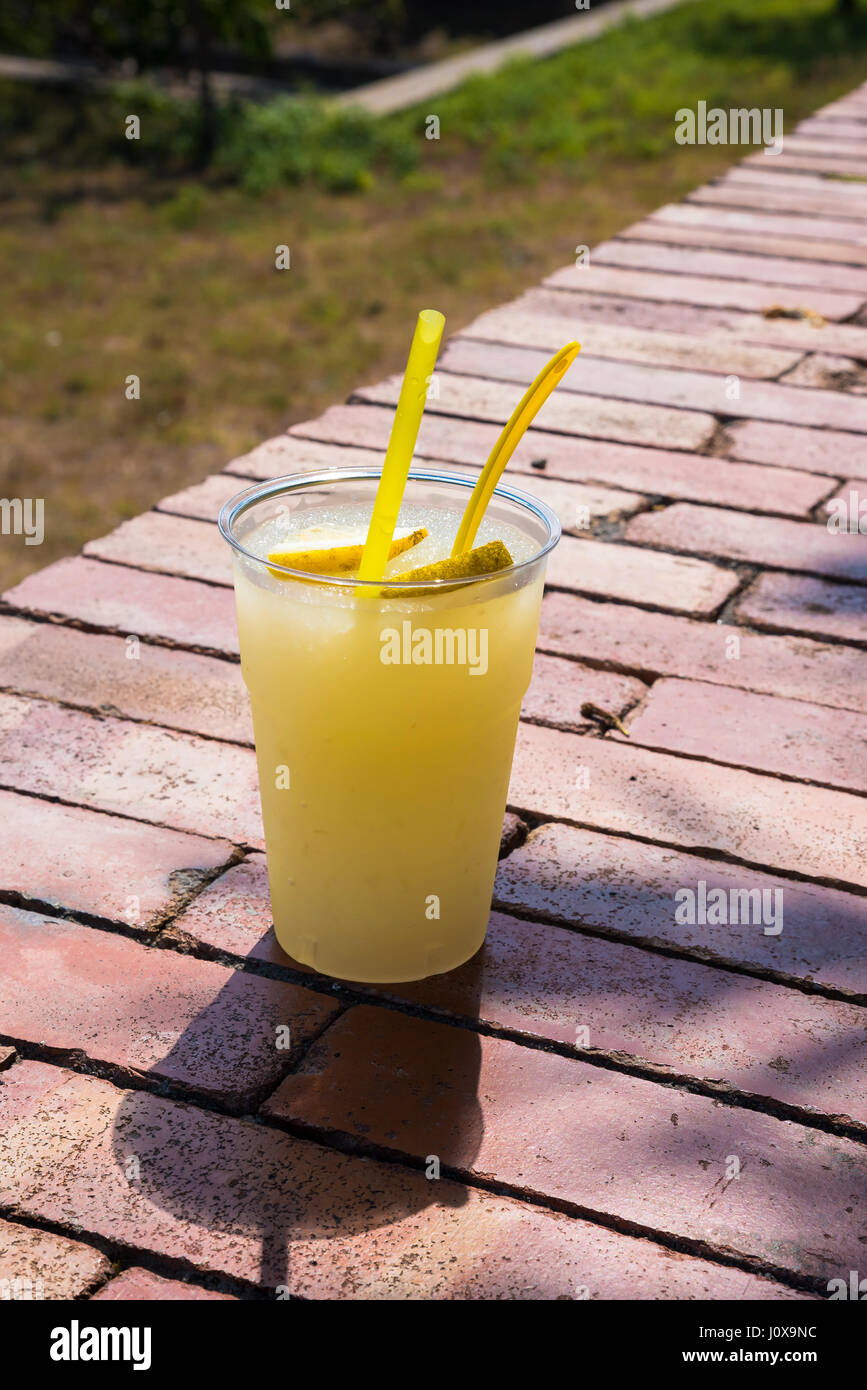 Italian granita - semi-frozen dessert made from sugar, water and lemon ...