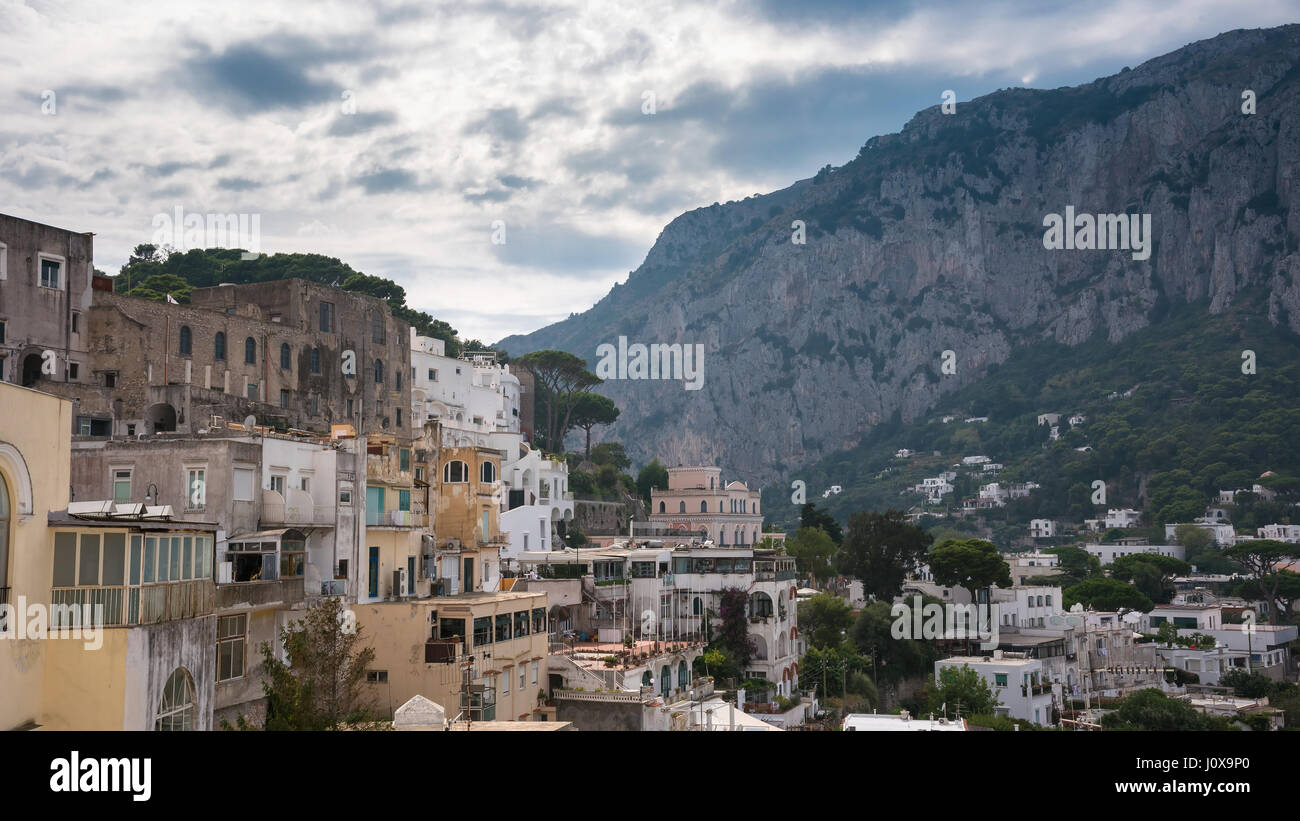 Panoramic view of buildings on Capri Island, Italy Stock Photo - Alamy